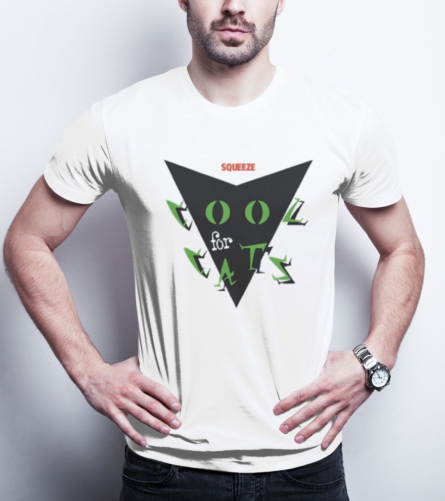 Squeeze Cool For Cats Black Green Eyes Triangle T-Shirt