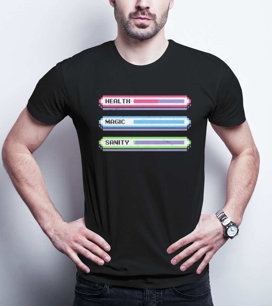 Health Magic Sanity Stats Bar Pixel T-Shirt