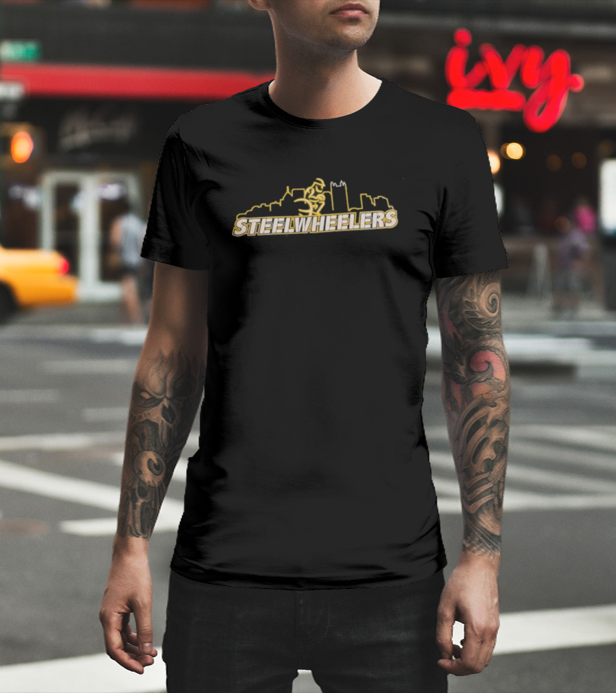 Steelwheelers Urban Skyline Cyclist T-Shirt