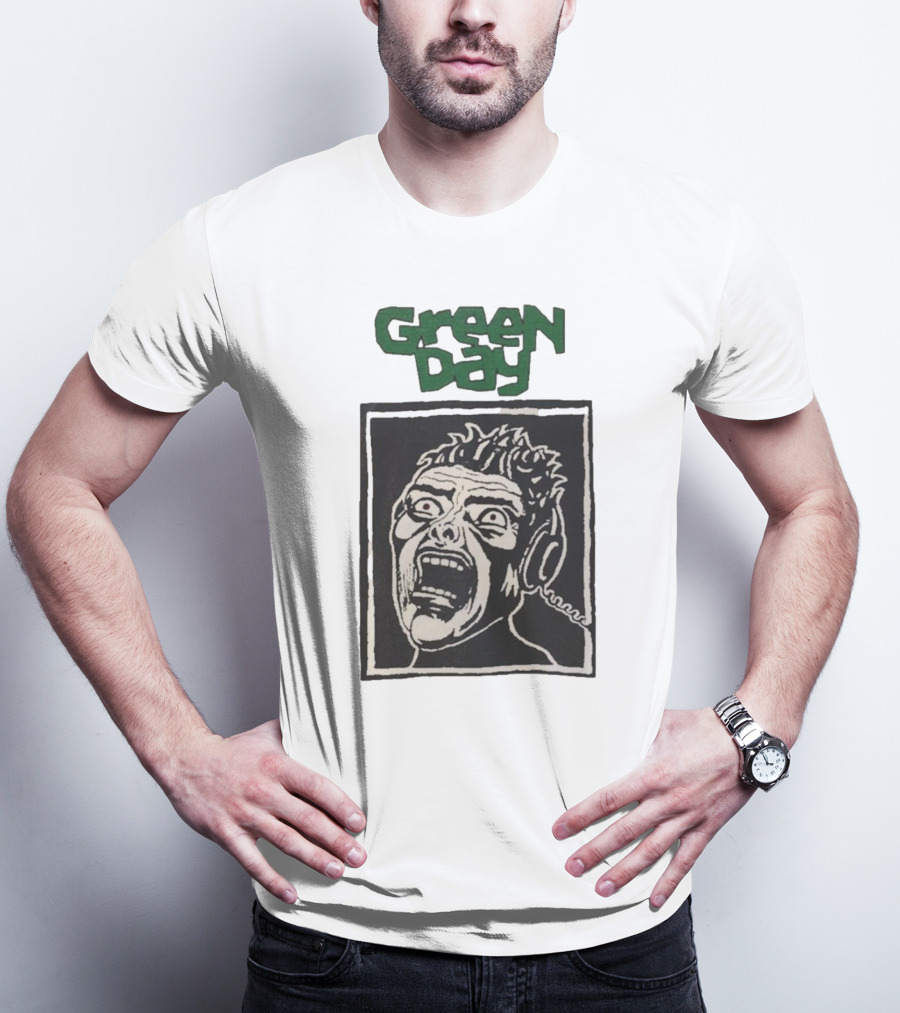 Rare Vintage Green Day Basket Case Iconic Screaming Face T-Shirt