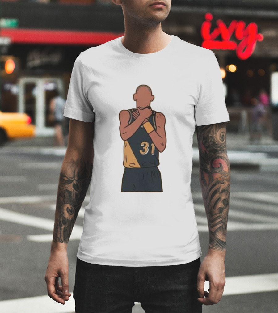 Reggie Miller Choke Gesture Number 31 Basketball T-Shirt