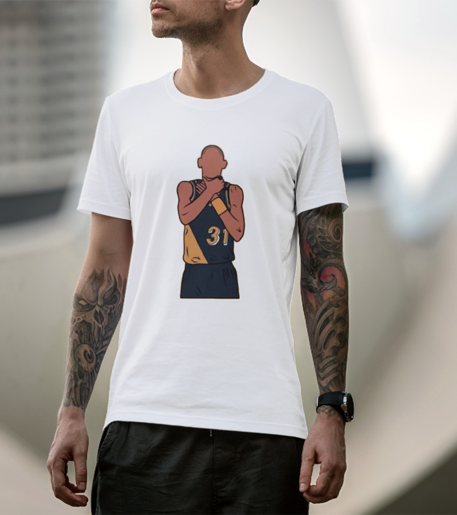 Reggie Miller Choke Gesture Number 31 Basketball T-Shirt