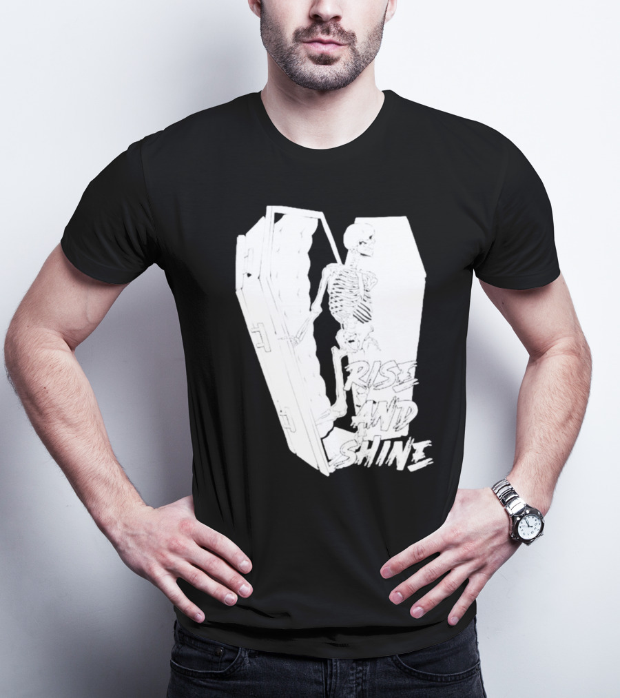 Rise And Shine Skeleton Emerging From Coffin T-Shirt