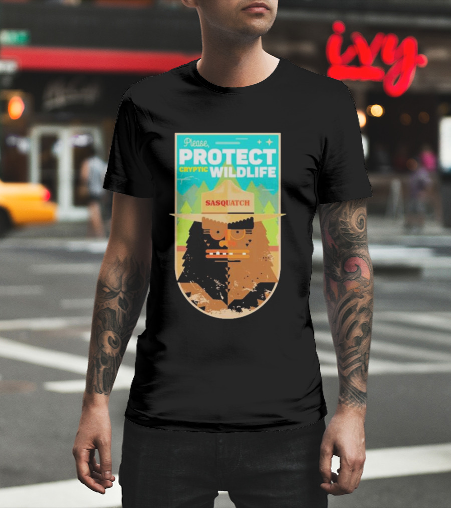 Please Protect Cryptic Wildlife Sasquatch T-Shirt