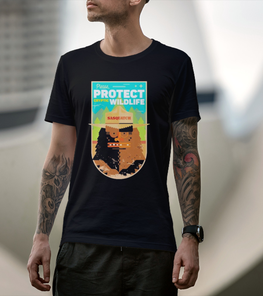 Please Protect Cryptic Wildlife Sasquatch T-Shirt