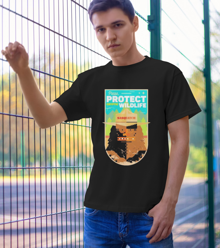 Please Protect Cryptic Wildlife Sasquatch T-Shirt