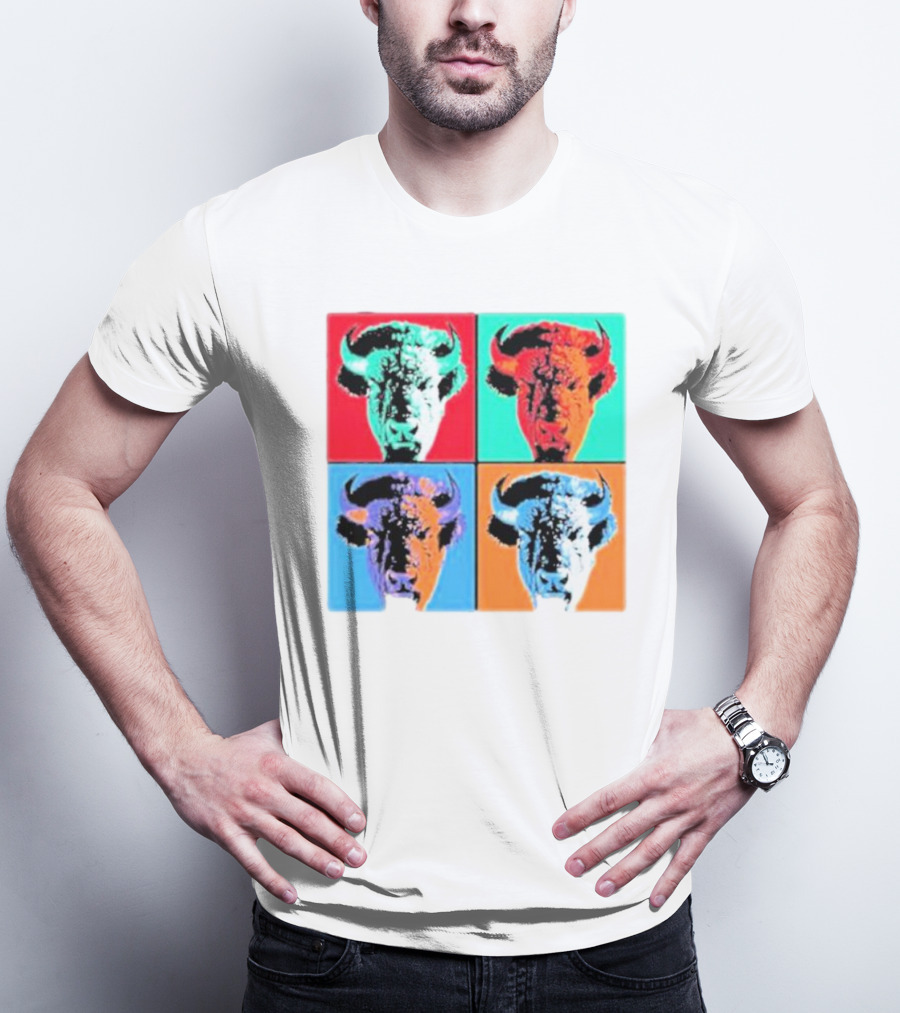 Pop Art Buffalo Quadrant In Vibrant Colors T-Shirt