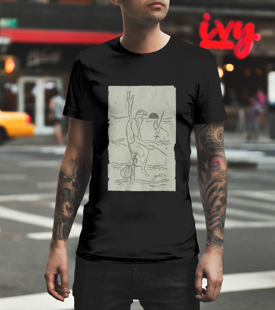 Sage Sri Lanka Stilt Fisherman Drawing T-Shirt