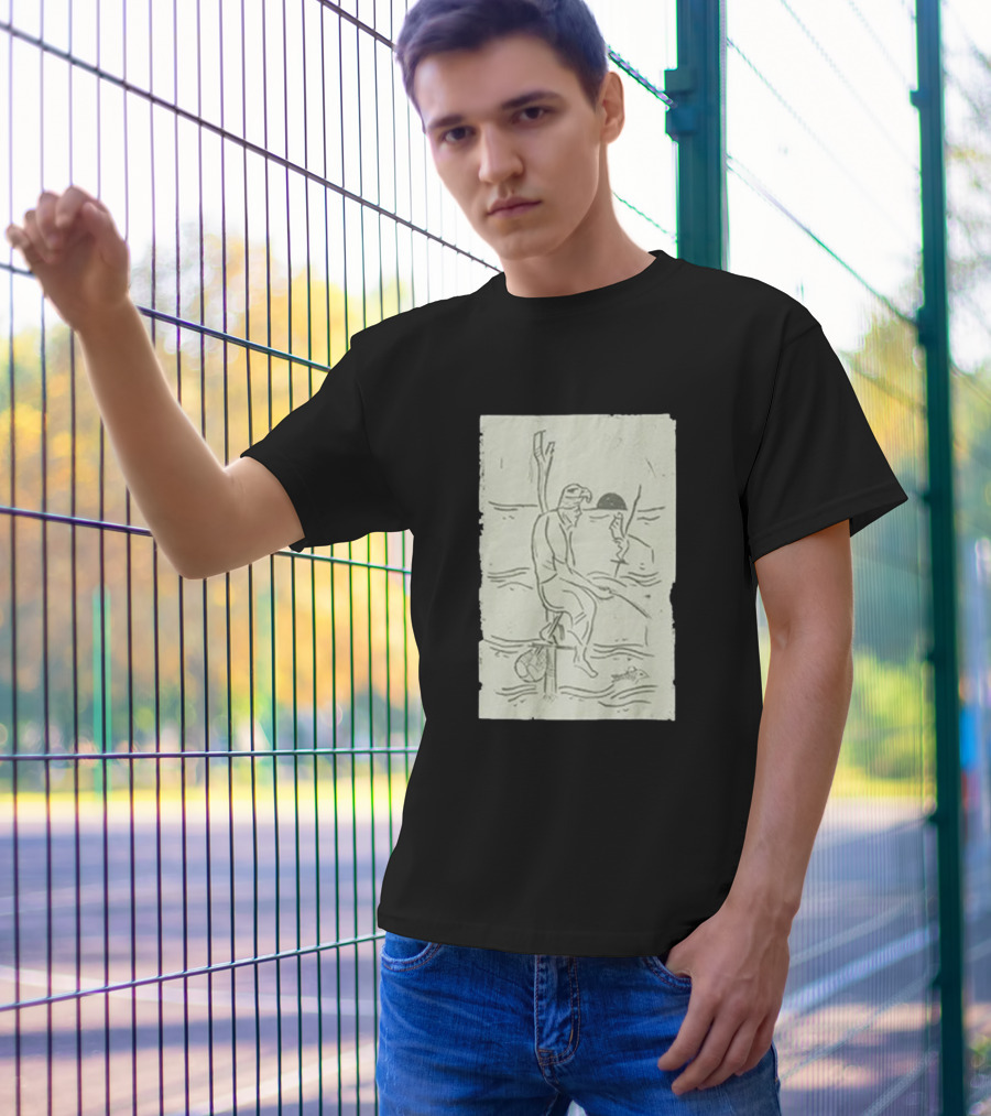 Sage Sri Lanka Stilt Fisherman Drawing T-Shirt