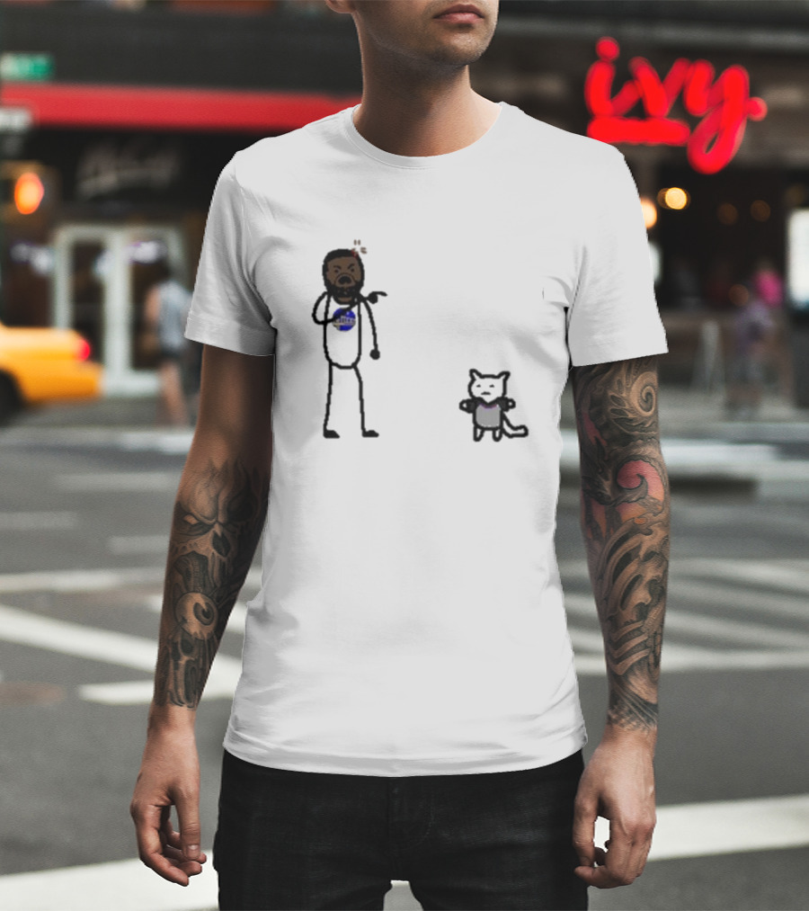 Draymond Basketball Angry Stick Figure With Paint Wearing Cat T-Shirt