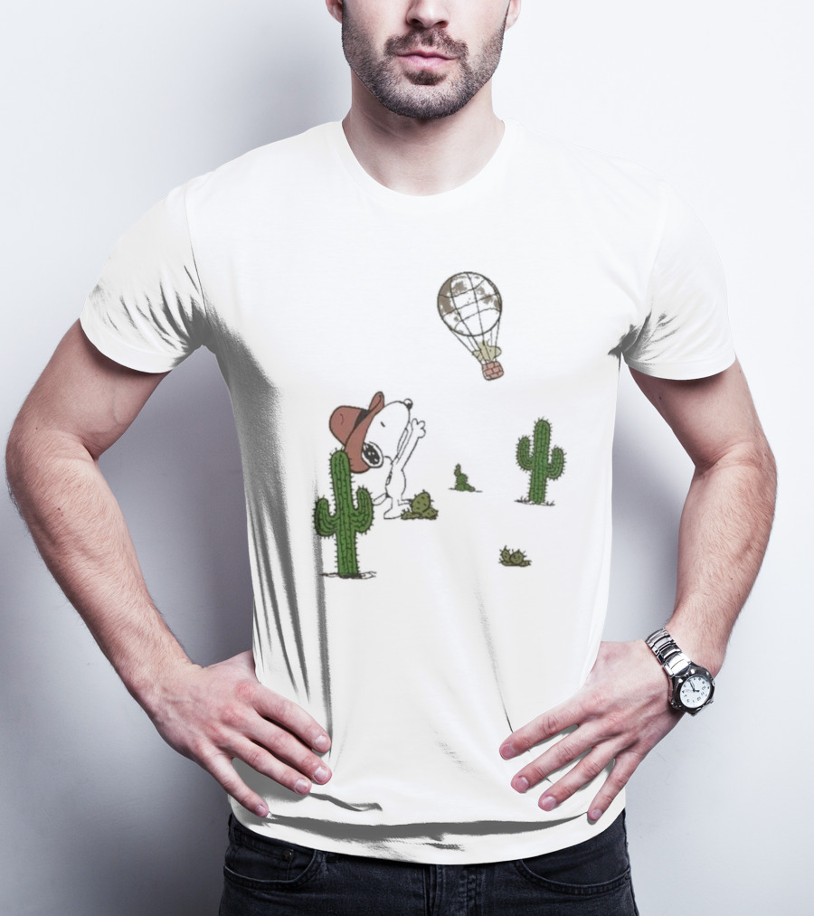 Peanuts Snoopy Woodstock Cactus Western Cowboy Balloon Women's T-Shirt