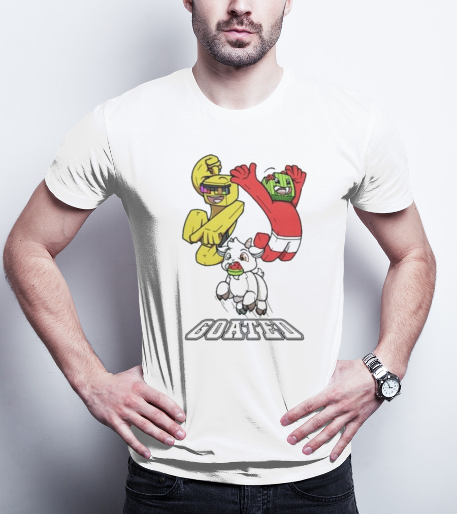 Sunny Melon Goated Characters With Vibrant Yellow And Red Outfits T-Shirt