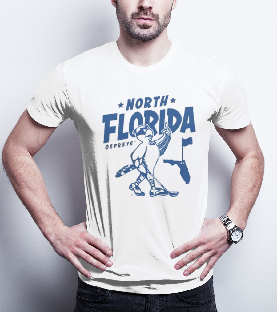 North Florida Ospreys Golfing Mascot Florida Map T-Shirt