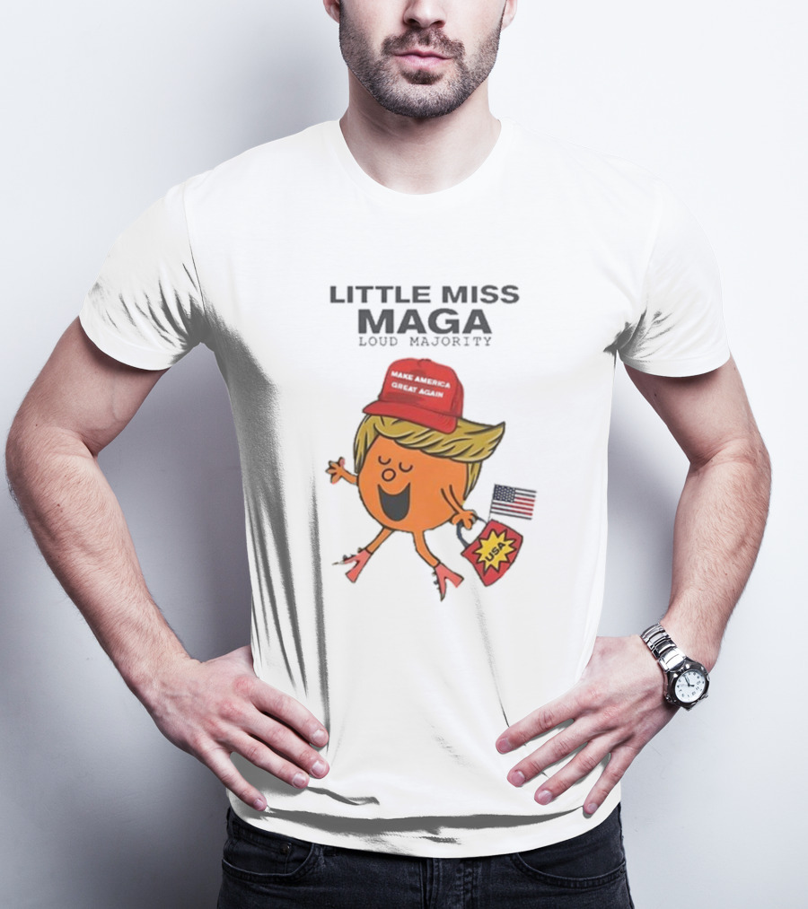 Little Miss Maga Make America Great Again Loud Majority USA Flag T-Shirt