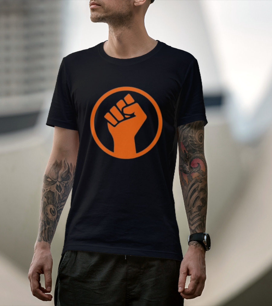 Mad Liberals Orange Fist Symbol In Circle T-Shirt