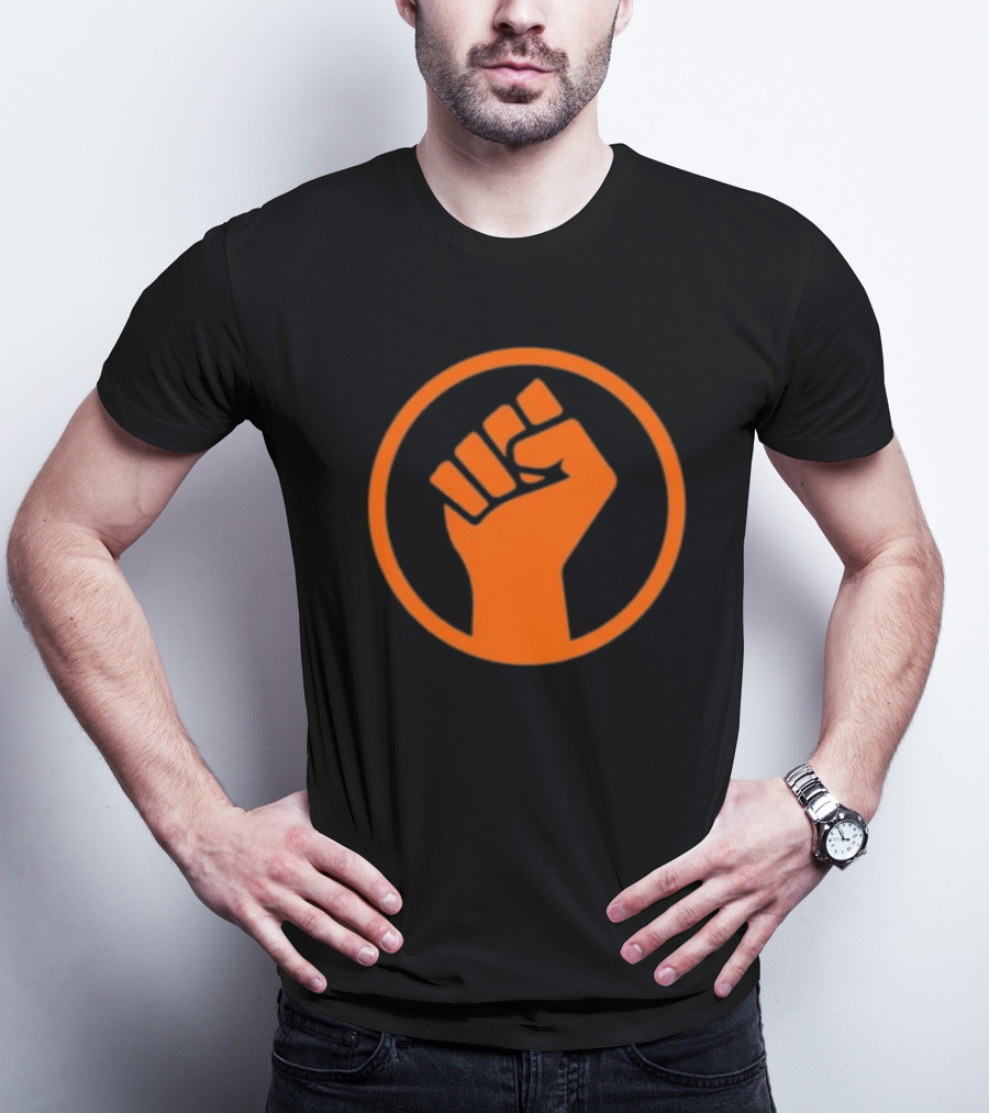 Mad Liberals Orange Fist Symbol In Circle T-Shirt