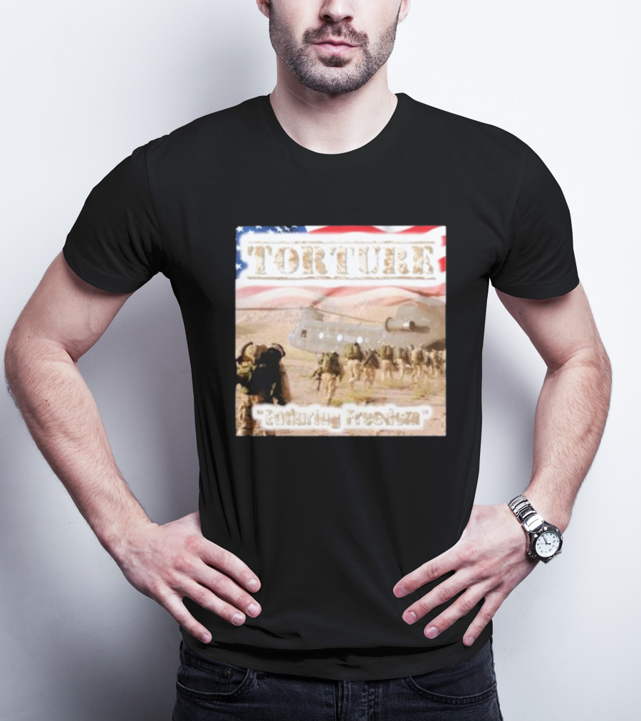 Torture Enduring Freedom American Flag Soldiers Helicopter T-Shirt