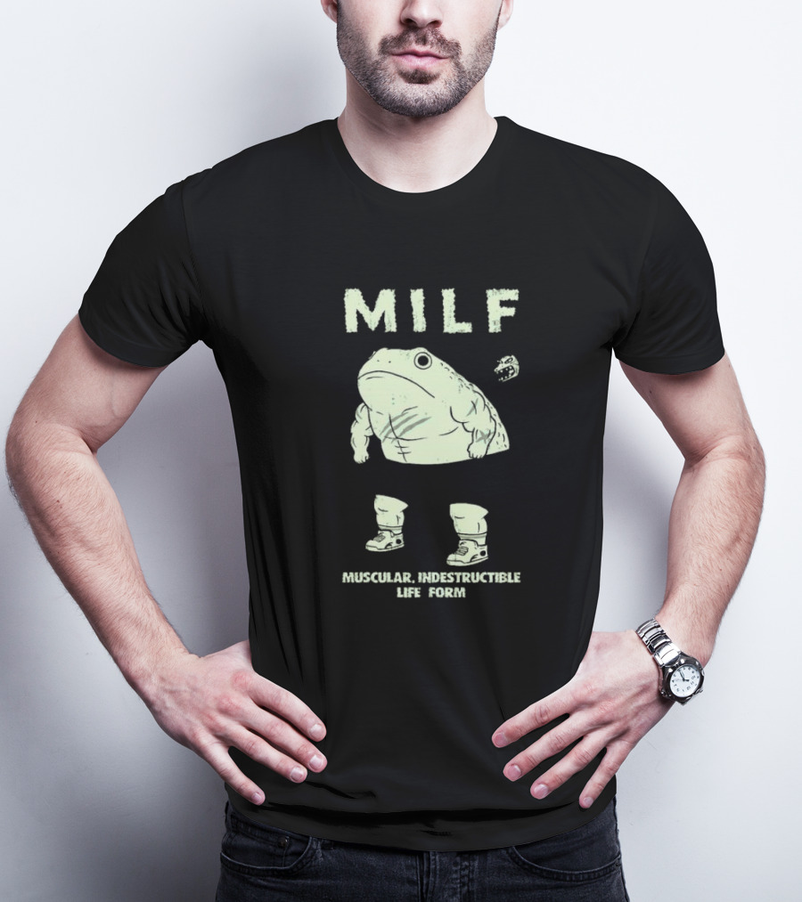 MILF Muscular Indestructible Life Form Frog With Sneakers T-Shirt
