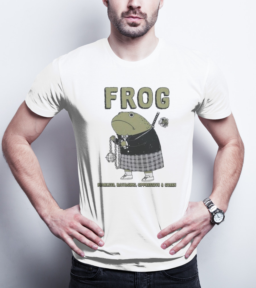 Frog Fearless Ravaging Oppressive And Green Plaid Outfit Chain Weapon T-Shirt