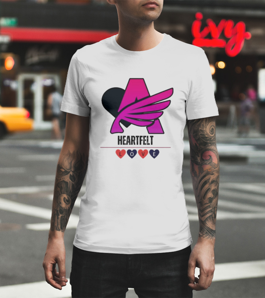 Heartfelt Love Pink Winged Heart T-Shirt