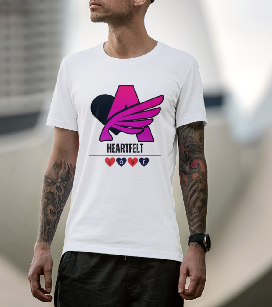 Heartfelt Love Pink Winged Heart T-Shirt