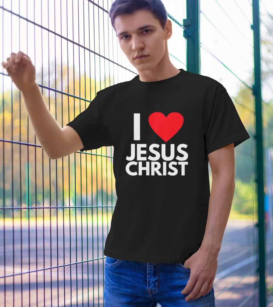 I Love Jesus Christ Christian Red Heart T-Shirt