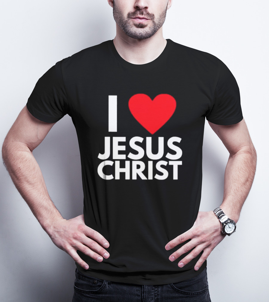 I Love Jesus Christ Christian Red Heart T-Shirt