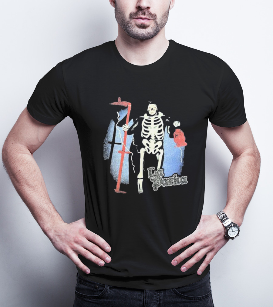 Lucha Box Mystery La Parka Skeleton With Scythe And Lantern T-Shirt