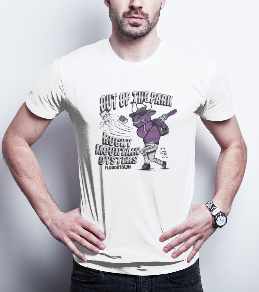 Mlb X Flavortown Colorado Rockies Cow Swinging Bat T-Shirt