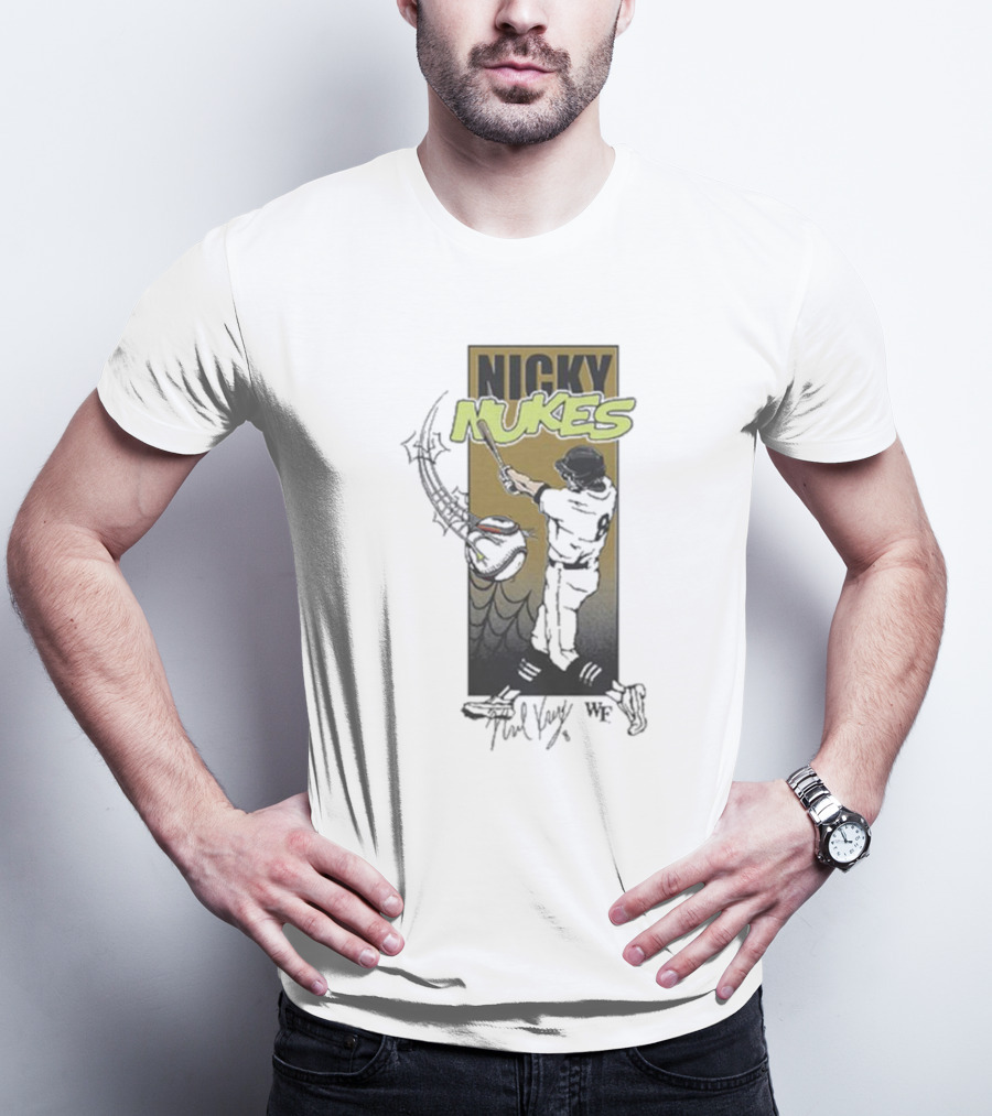 Nicky Nukes Baseball Player Batting With Spider T-Shirt