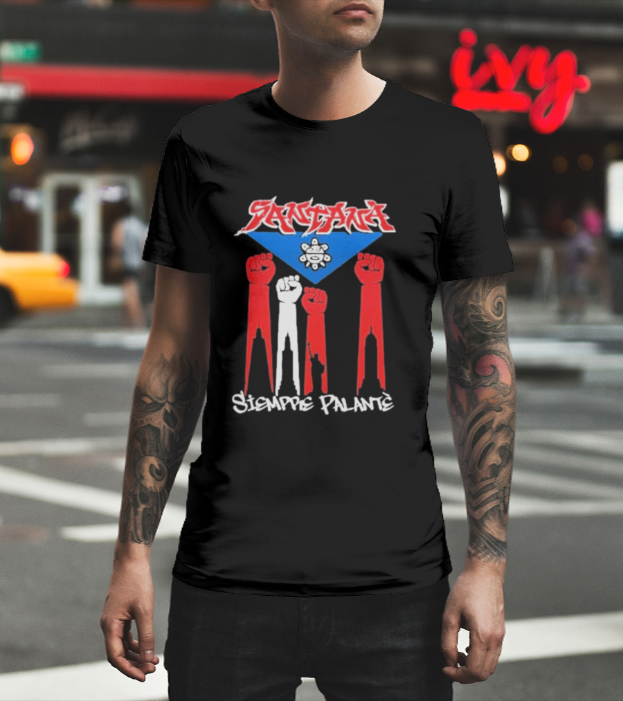 Santa Siempre Palantè Puerto Rican Flag Fists Revolution T-Shirt