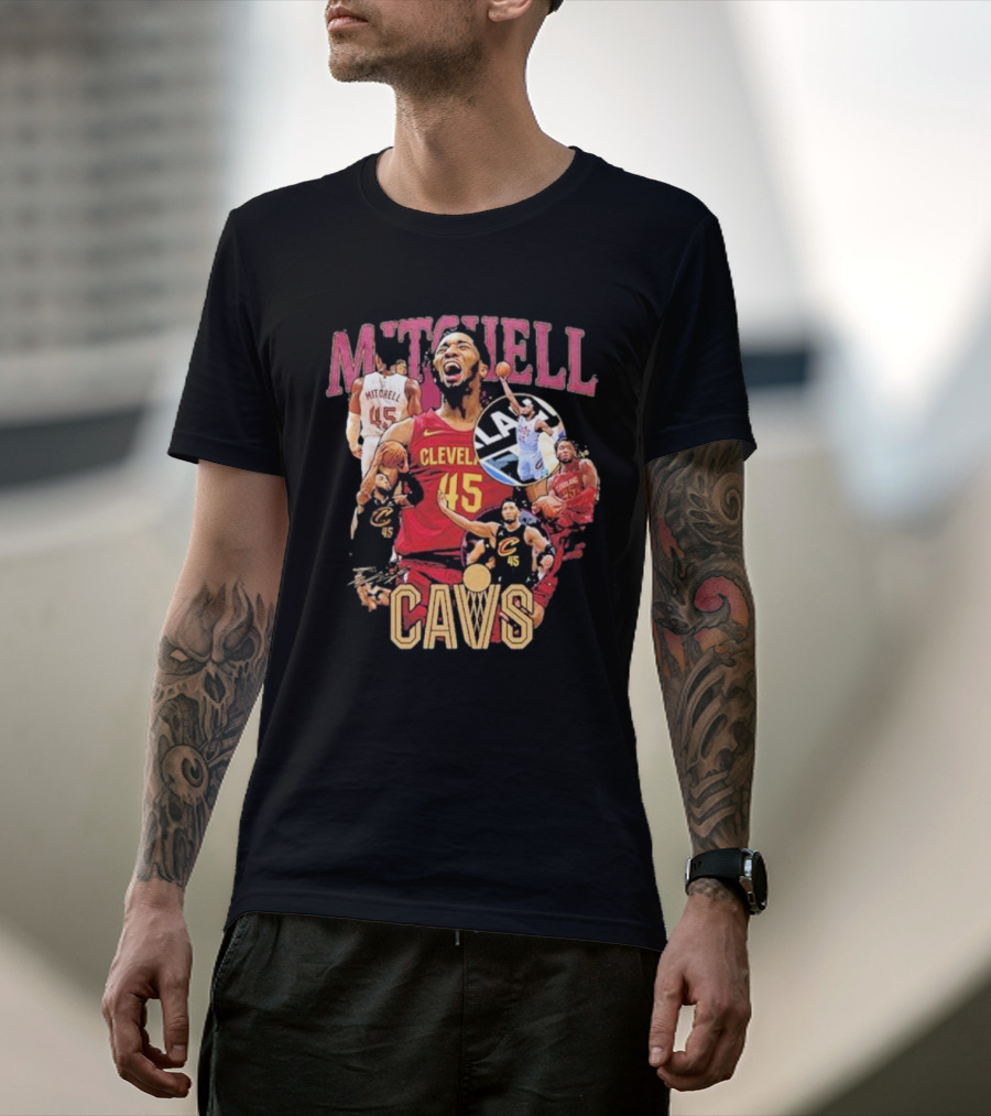 Mitchell Cleveland Cavs 45 Basketball Hype Signature T-Shirt