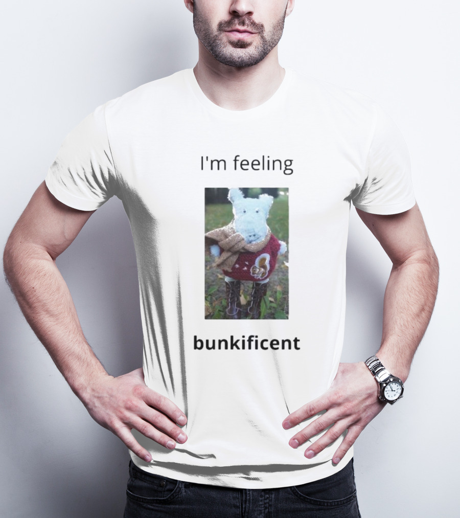 I'm Feeling Bunkificent Stuffed Animal In Scarf T-Shirt