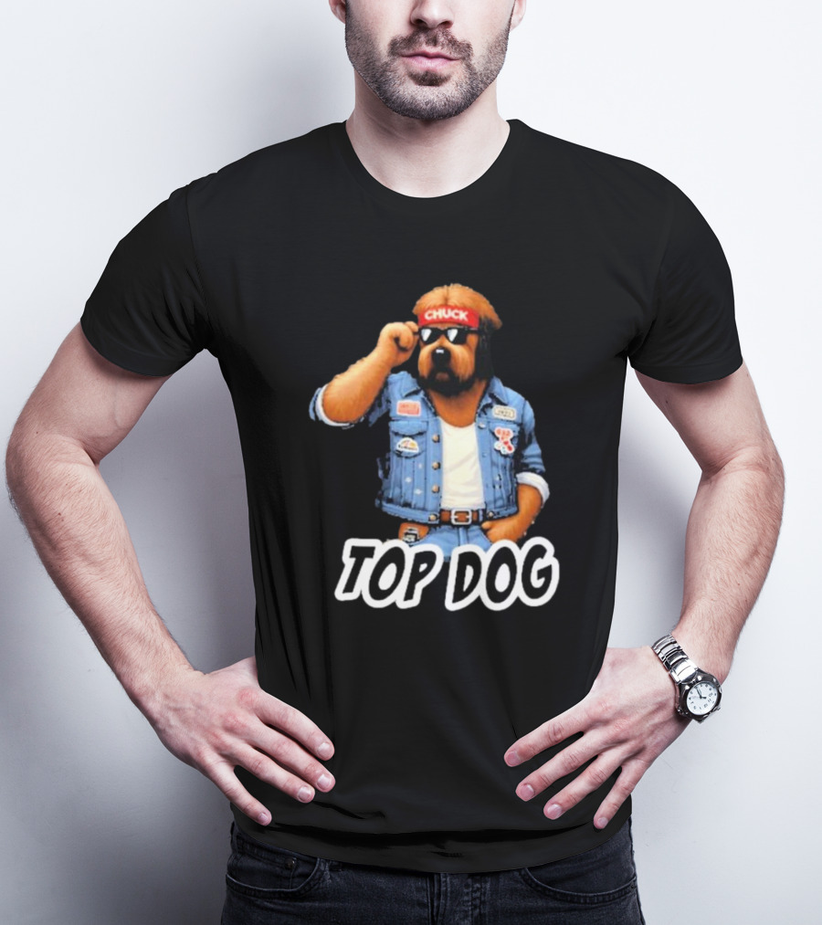 Chuckonbase Chuck Topdog Cool Denim Style Fashion Dog T-Shirt
