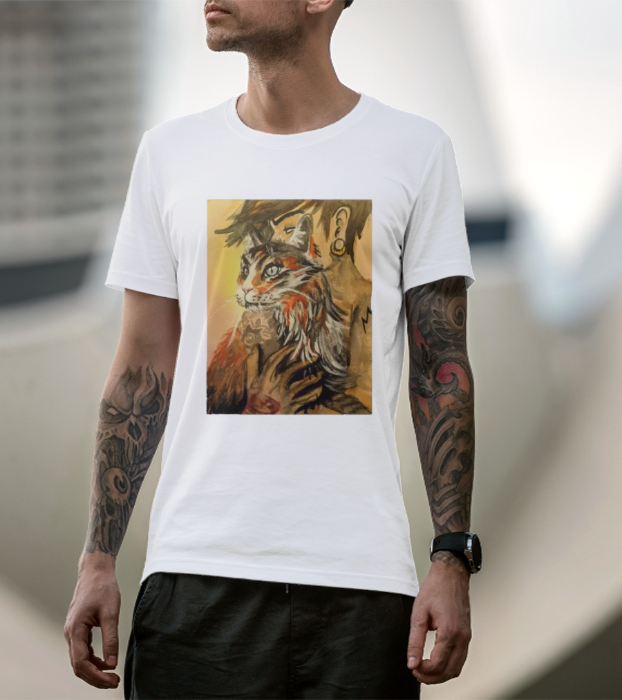 Companionship Megan Watkins Cat And Person With Tattoo And Ear Gauge T-Shirt