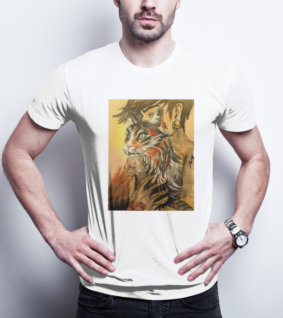 Companionship Megan Watkins Cat And Person With Tattoo And Ear Gauge T-Shirt