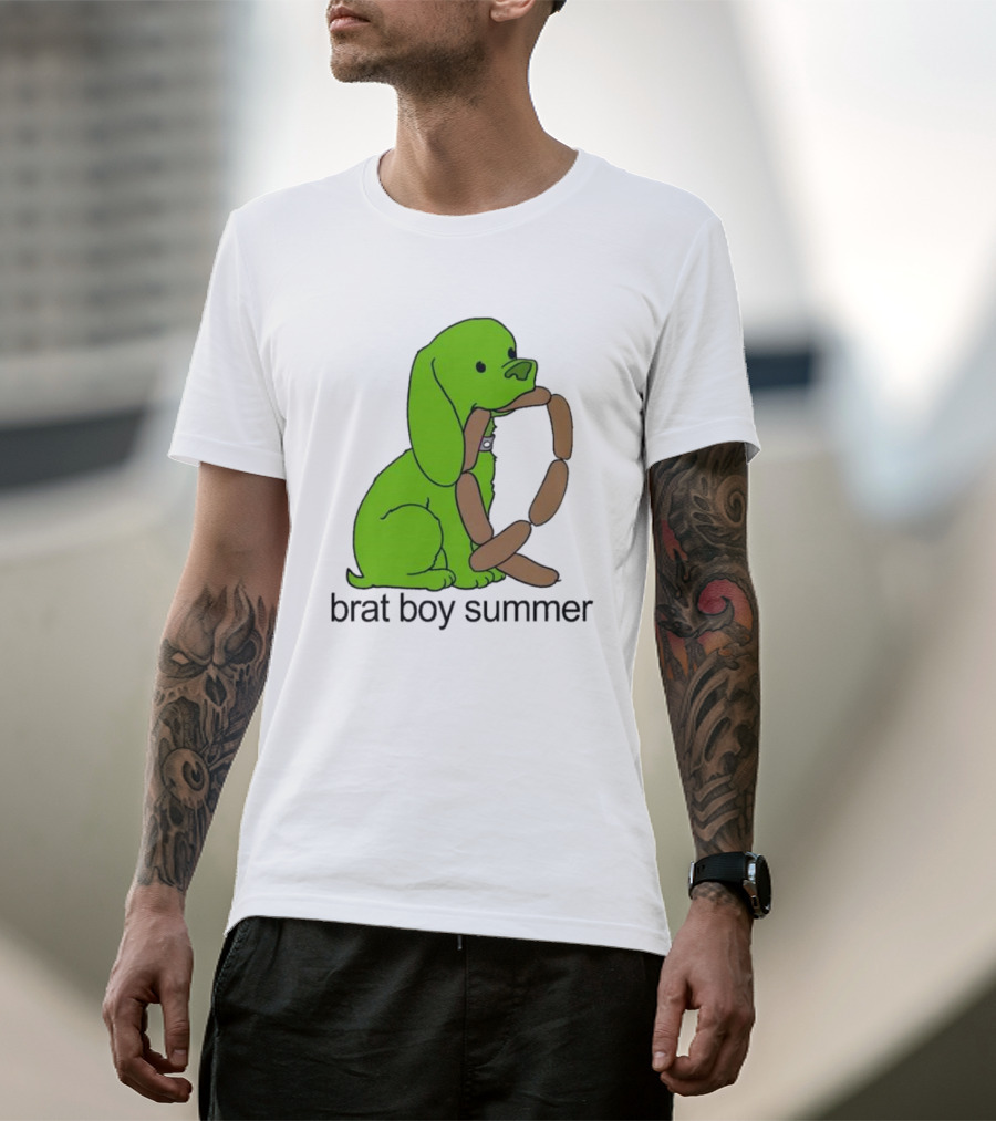 Brat Boy Summer Green Dog Sausage Chain T-Shirt