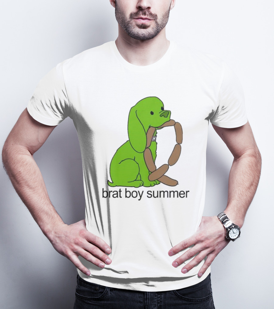 Brat Boy Summer Green Dog Sausage Chain T-Shirt