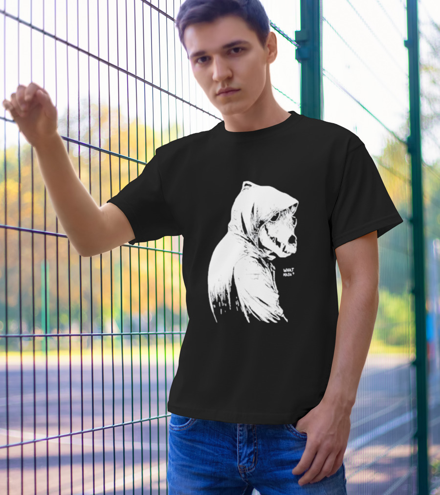 Massive Faceart What Mask Hooded Skull T-Shirt