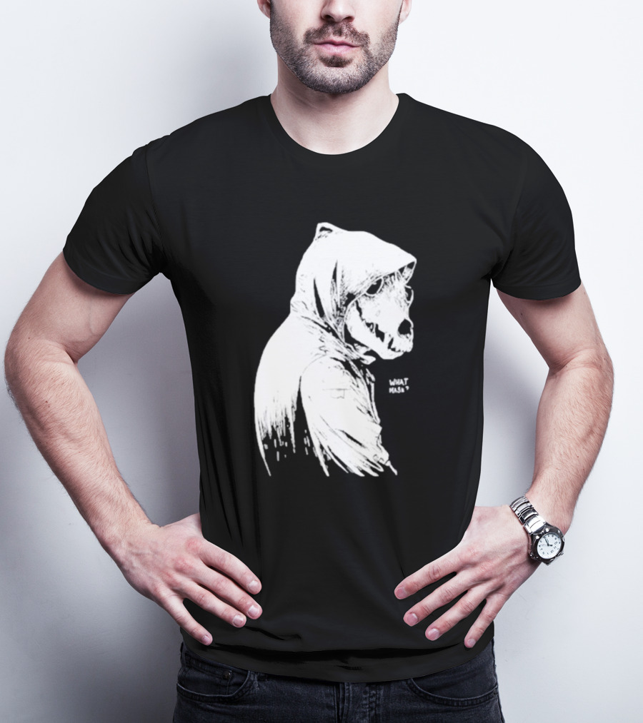 Massive Faceart What Mask Hooded Skull T-Shirt