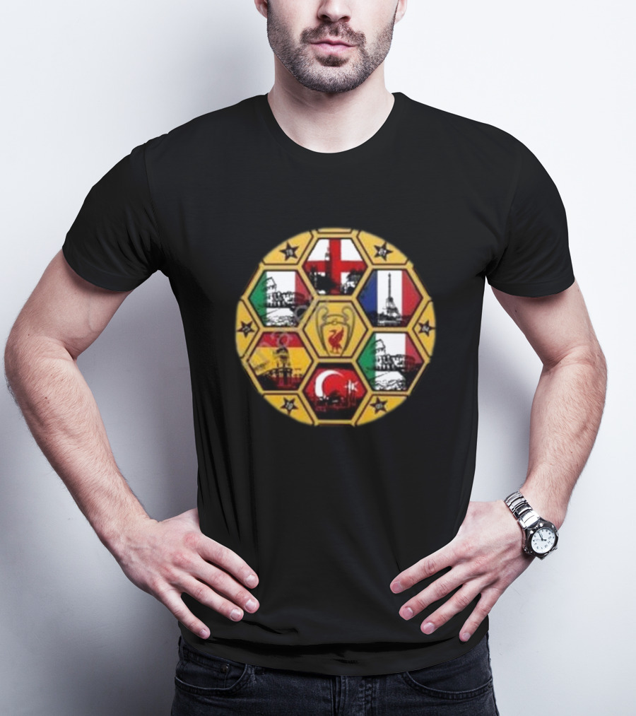 Scouse Republic We’ve Conquered All Of Europe Football Icons And National Flags T-Shirt
