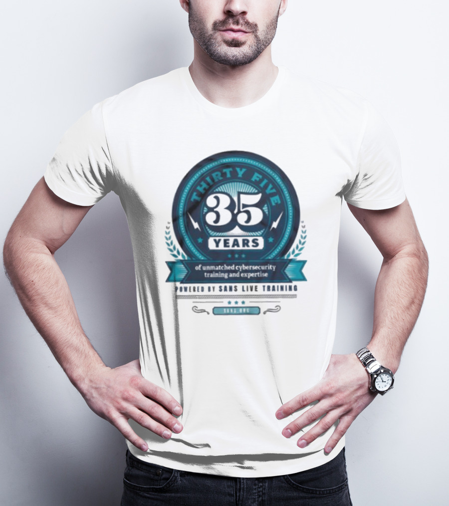 THIRTY FIVE 35 Years Of Unmatched Cybersecurity Training And Expertise Powered By SANS Live Training 100% OPC T-Shirt