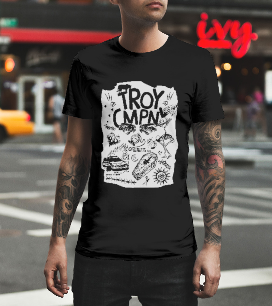 Troy CMPN Mineral Blue Death Can Come Anytime Ds 2447 Coffin Sun Stars Moon T-Shirt