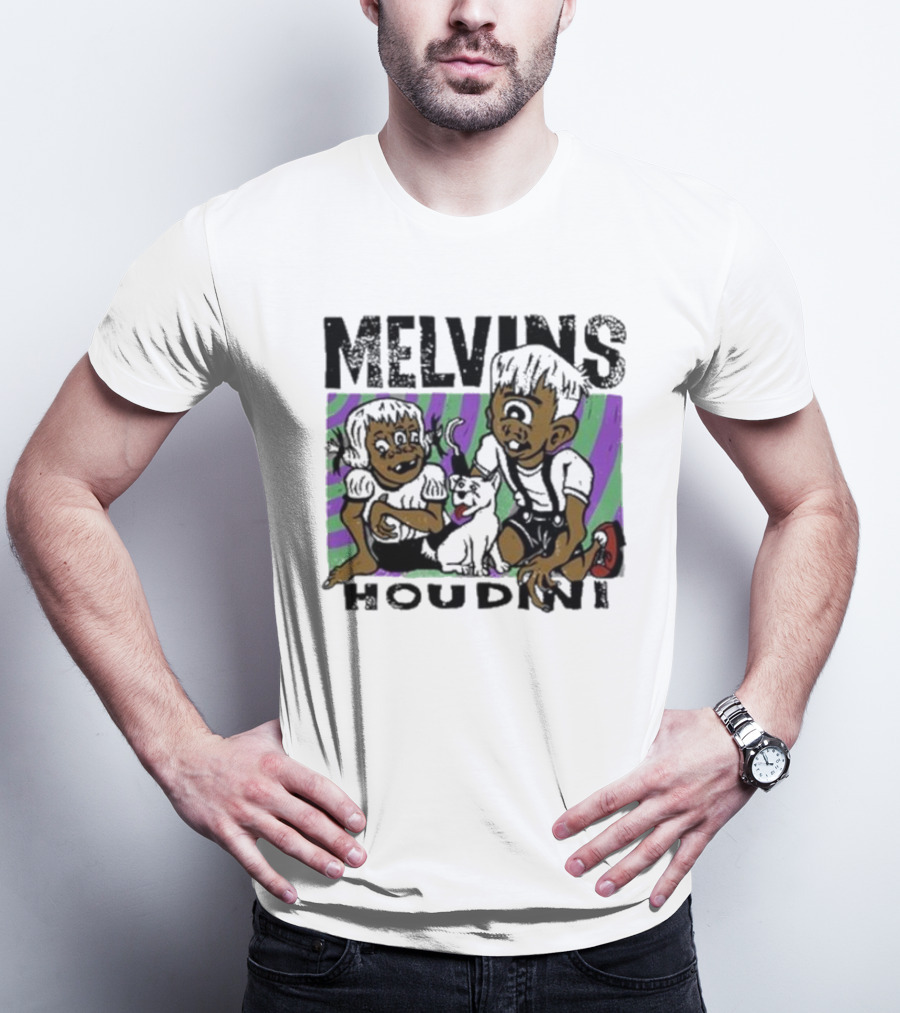 Melvins Houdini Cartoon Kids With Cat T-Shirt