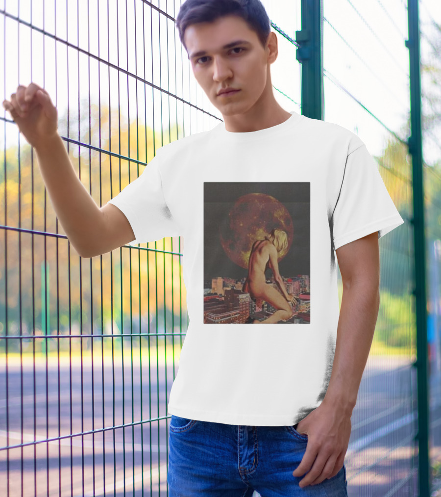 Midnight Blues Girl Moonlit Cityscape T-Shirt