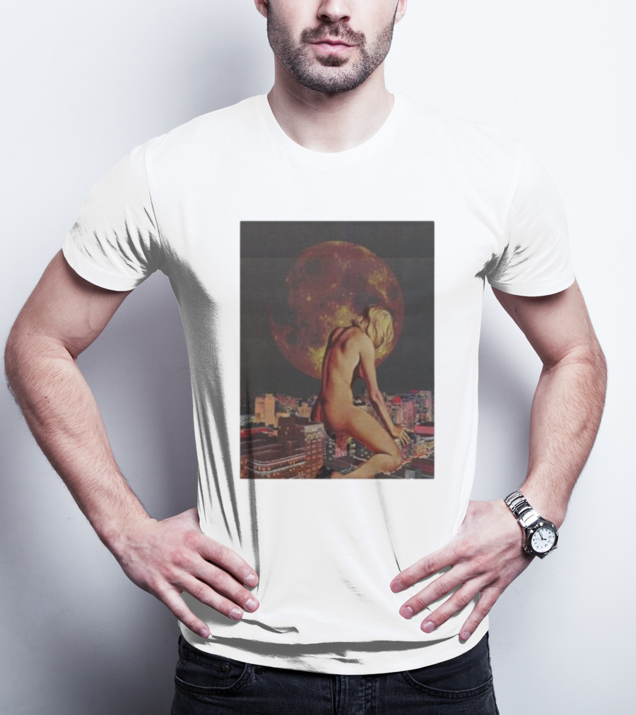 Midnight Blues Girl Moonlit Cityscape T-Shirt