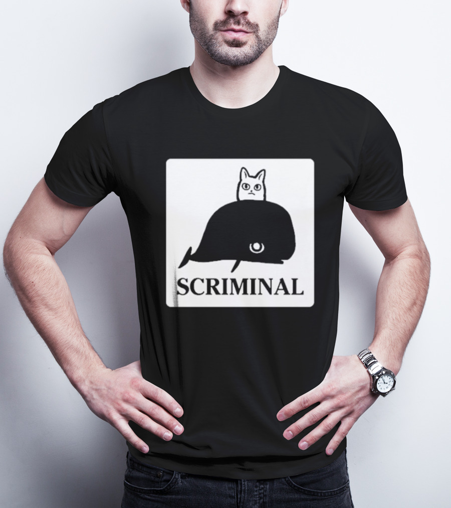 SCRIMINAL N O Marsh Scrimshaw Cat Whale T-Shirt