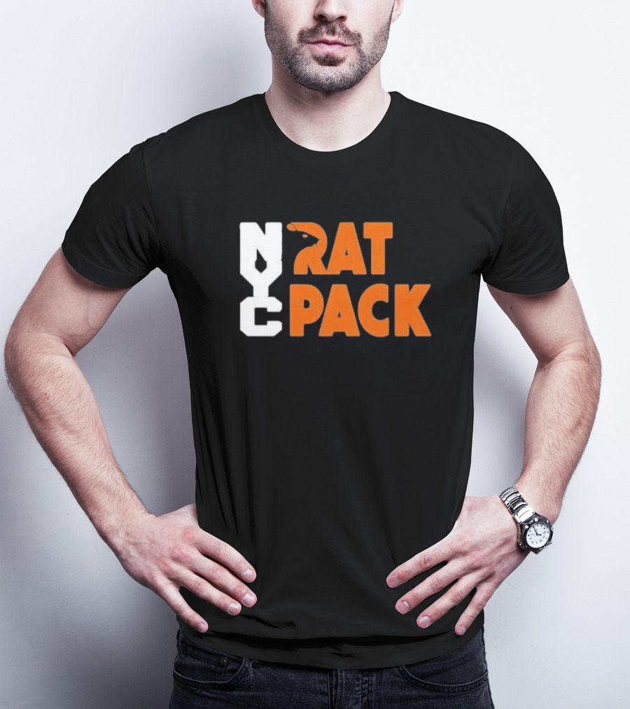 NYC Rat Pack Baseball Rat Typography T-Shirt