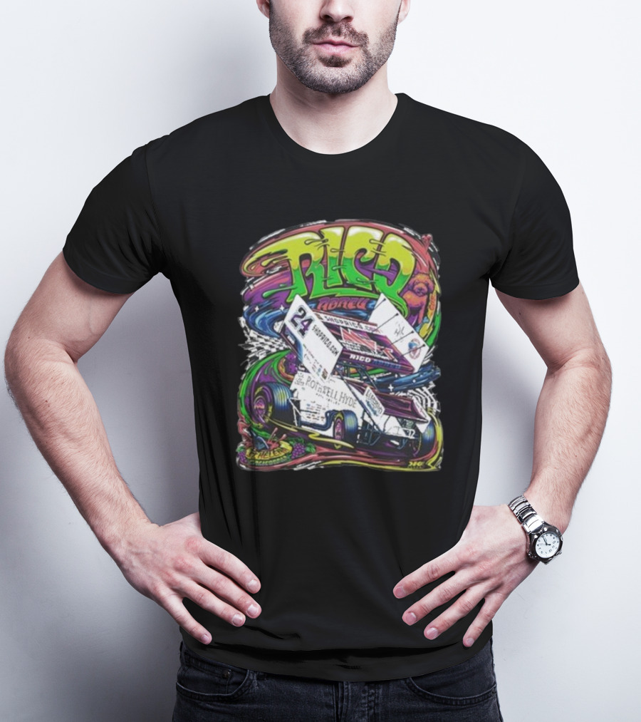 Rico Abreu Number 24 Vibrant Racing Car Youth Hidden Picture T-Shirt
