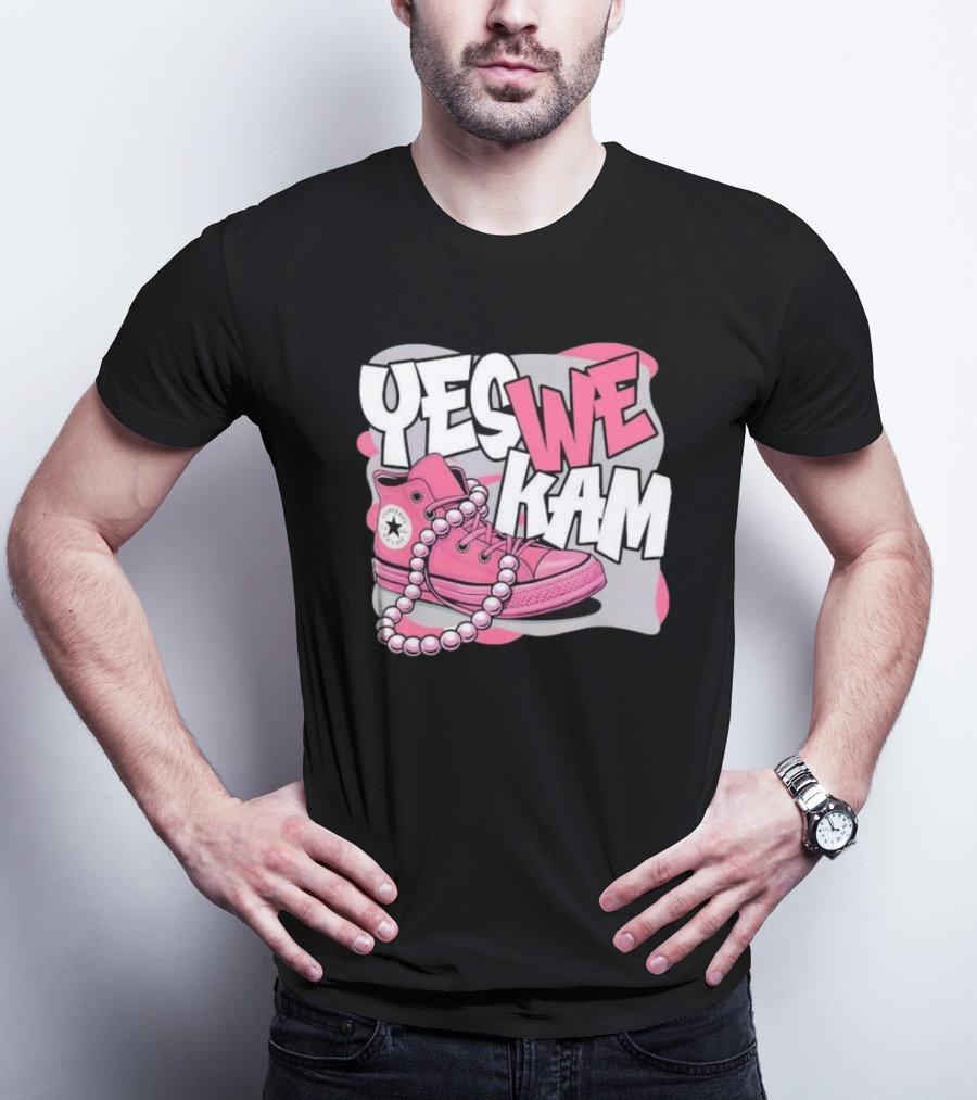 Yes We Kam Pink Boot Pearl Converse Sneaker T-Shirt